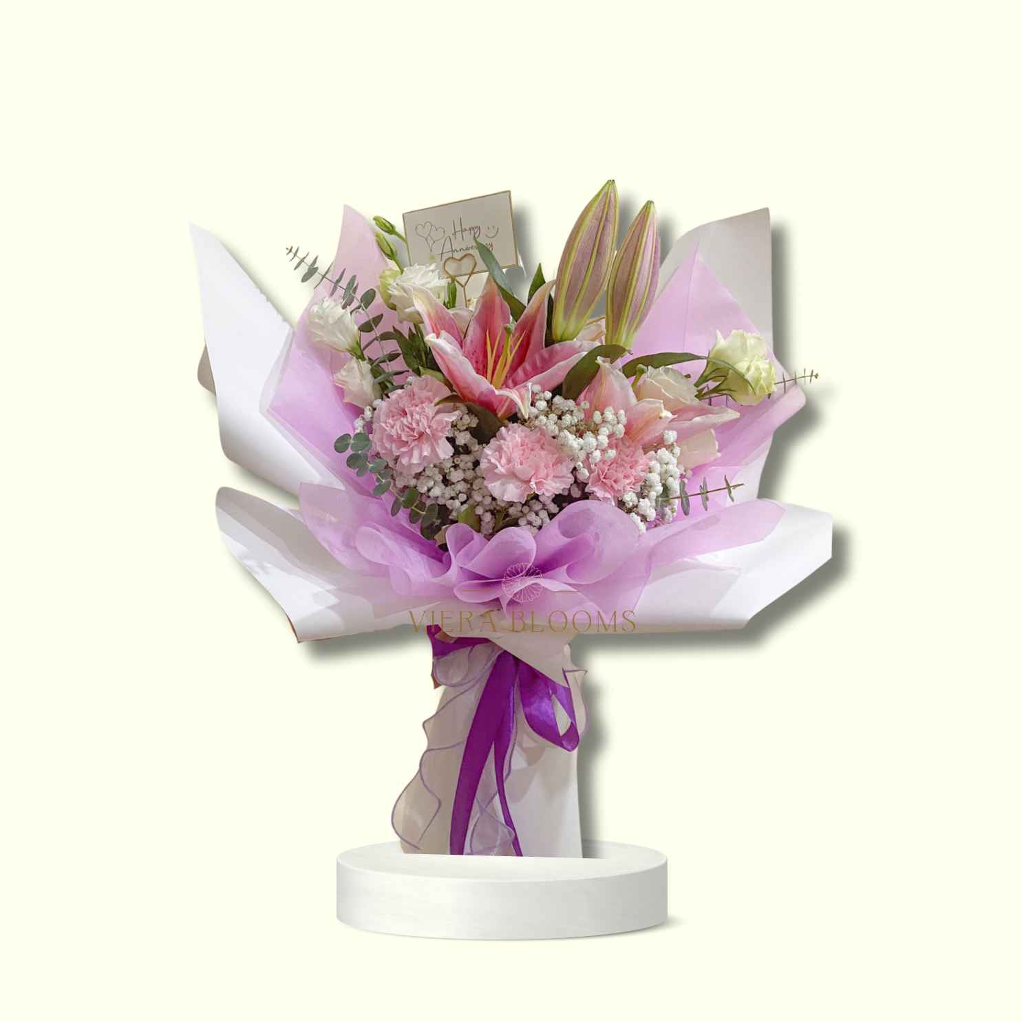 Elegant Lily & Carnation Bouquet Delivered with a smile – Viera Blooms